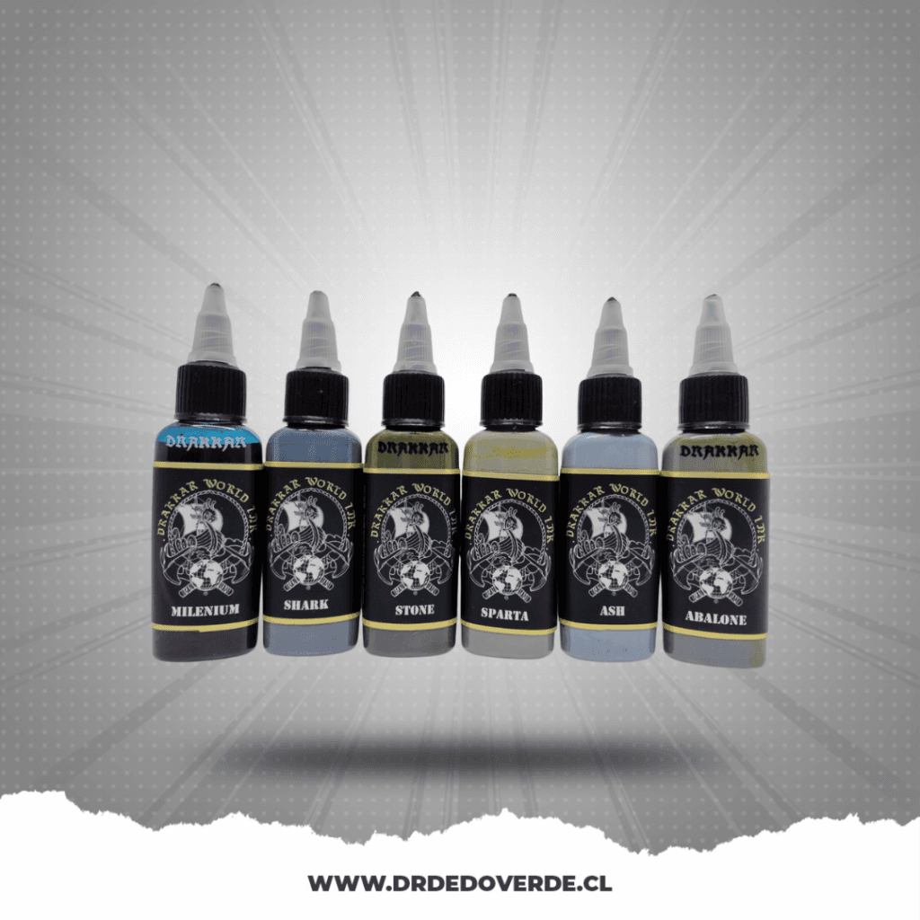SET TINTAS GRISES DRAKKAR W. INK - Dr dedo Verde Tattoo Supply